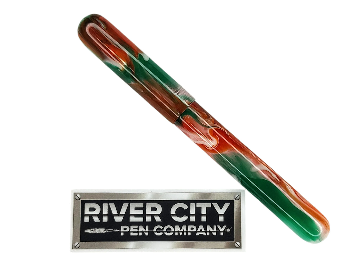 River City Pen Company Elliot model, Orange, Green, White Fountain Pen ...